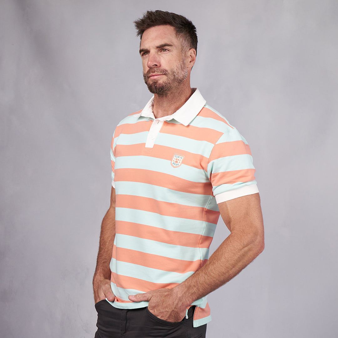 Elite Rugby Polo Coral & Green - Curve Gear