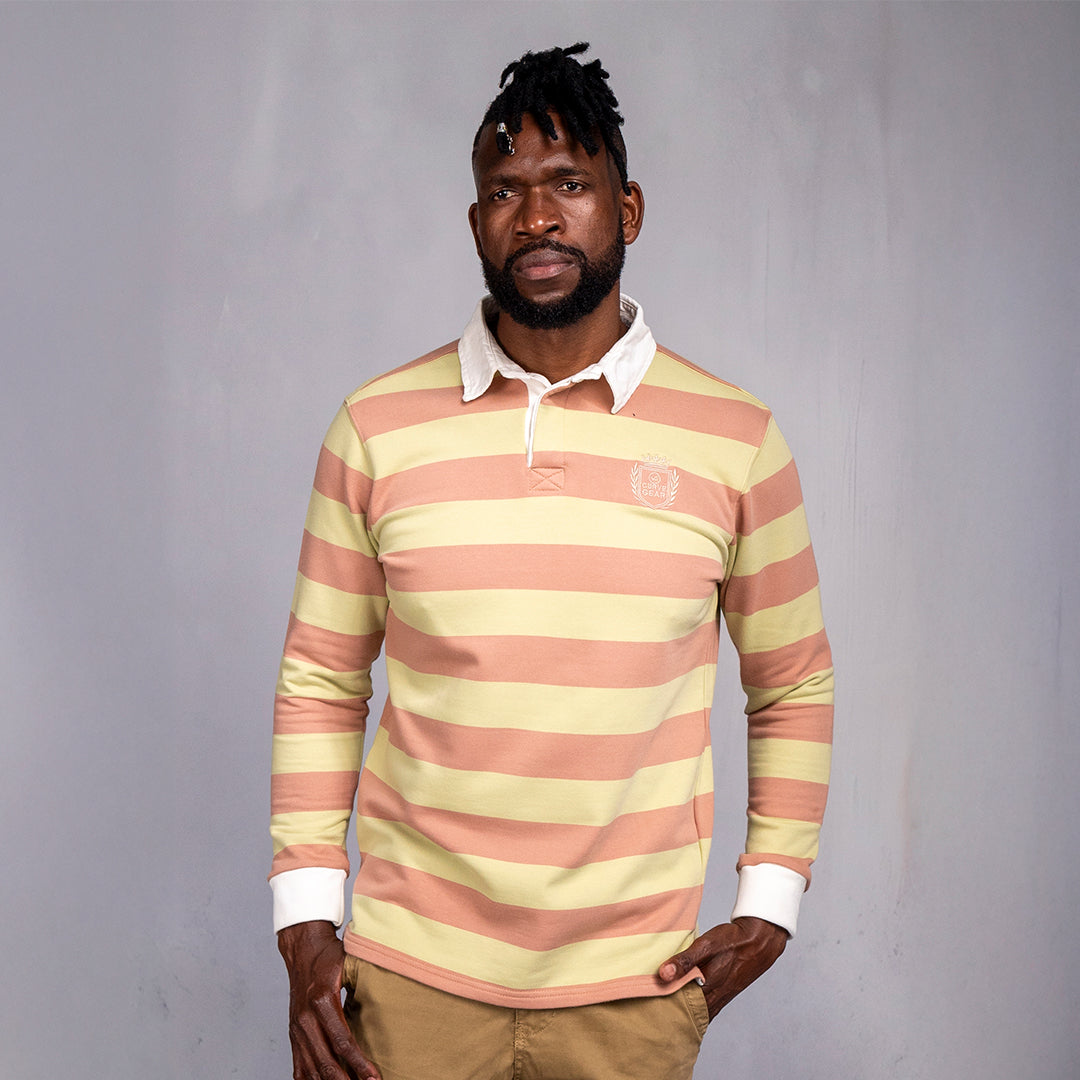 Hero Rugby Polo Shirt Mustard & Navy - Curve Gear