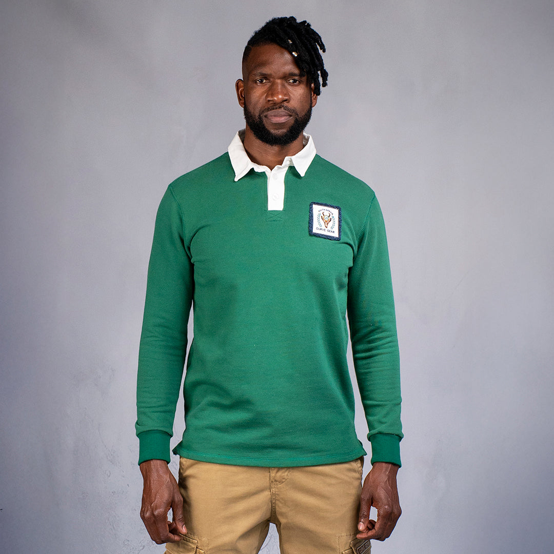 Hero Rugby Polo Shirt Bottle Green - Curve Gear