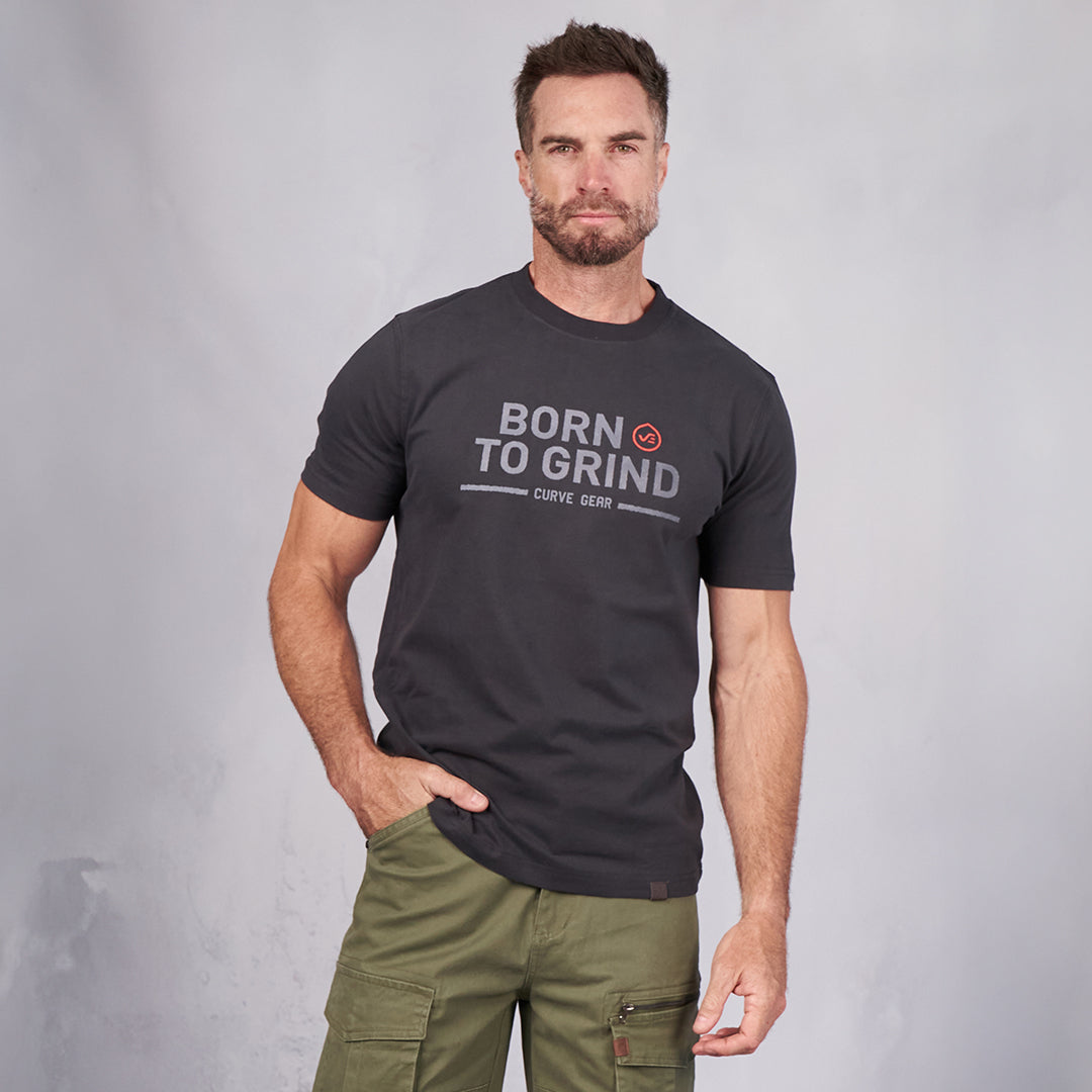 Born To Grind T-Shirt Charcoal - Curve Gear