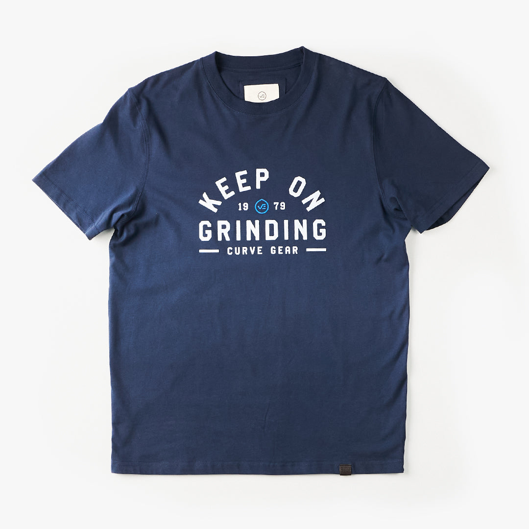 Keep On Grinding T-Shirt Navy - Curve Gear