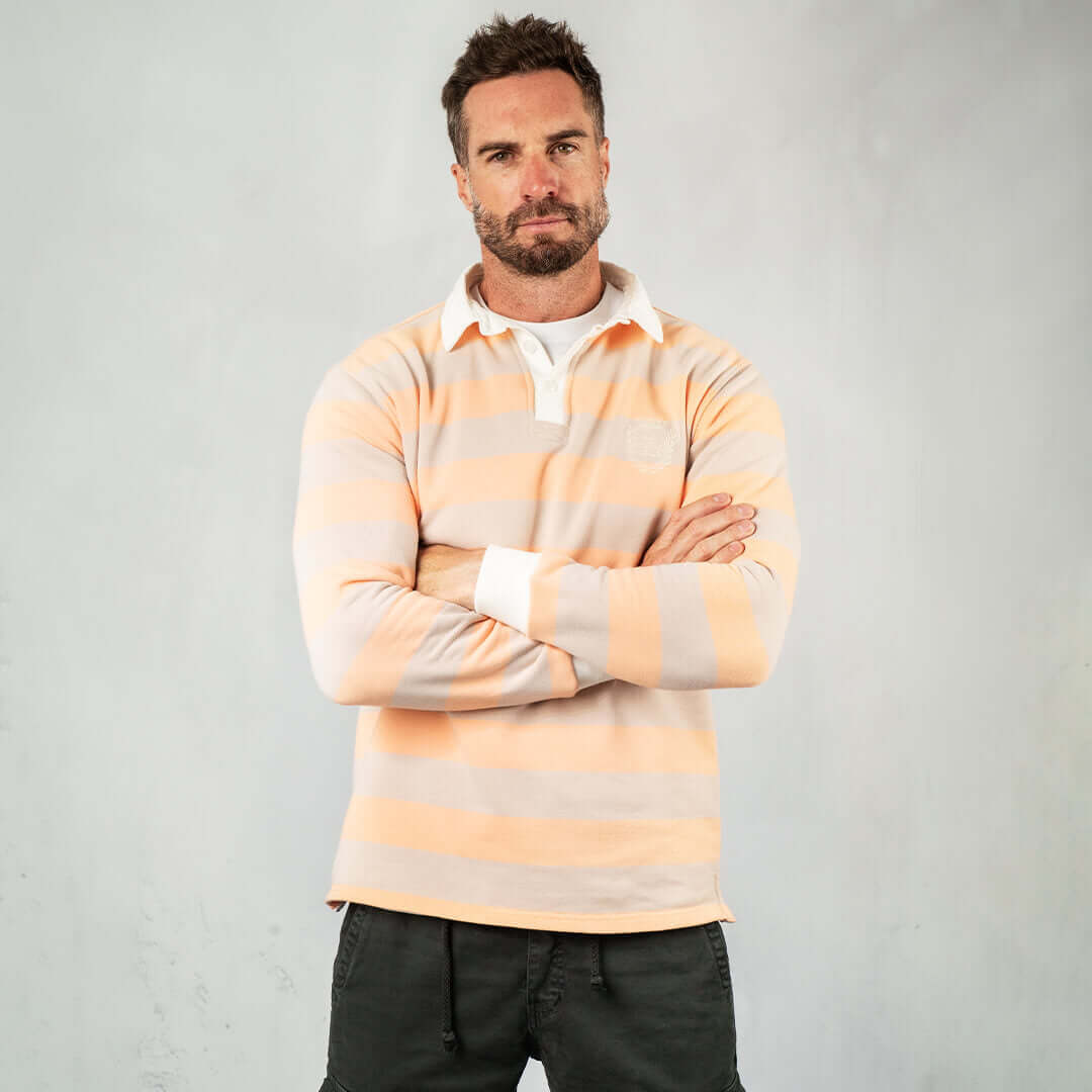 Hero Rugby Polo Shirt Peach & Sand - Curve Gear