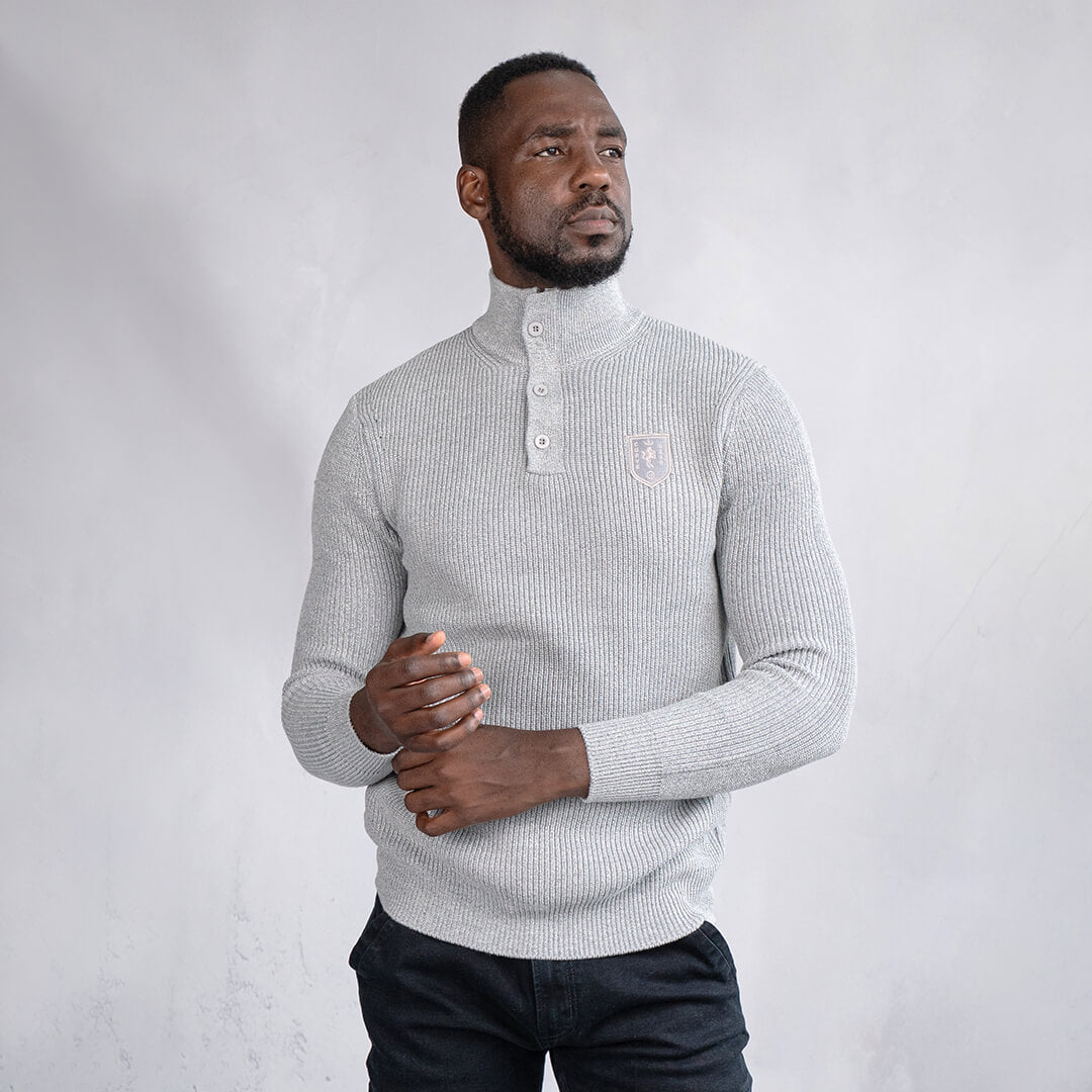 Pyro 1/4 Zip Knitwear Light Grey - Curve Gear
