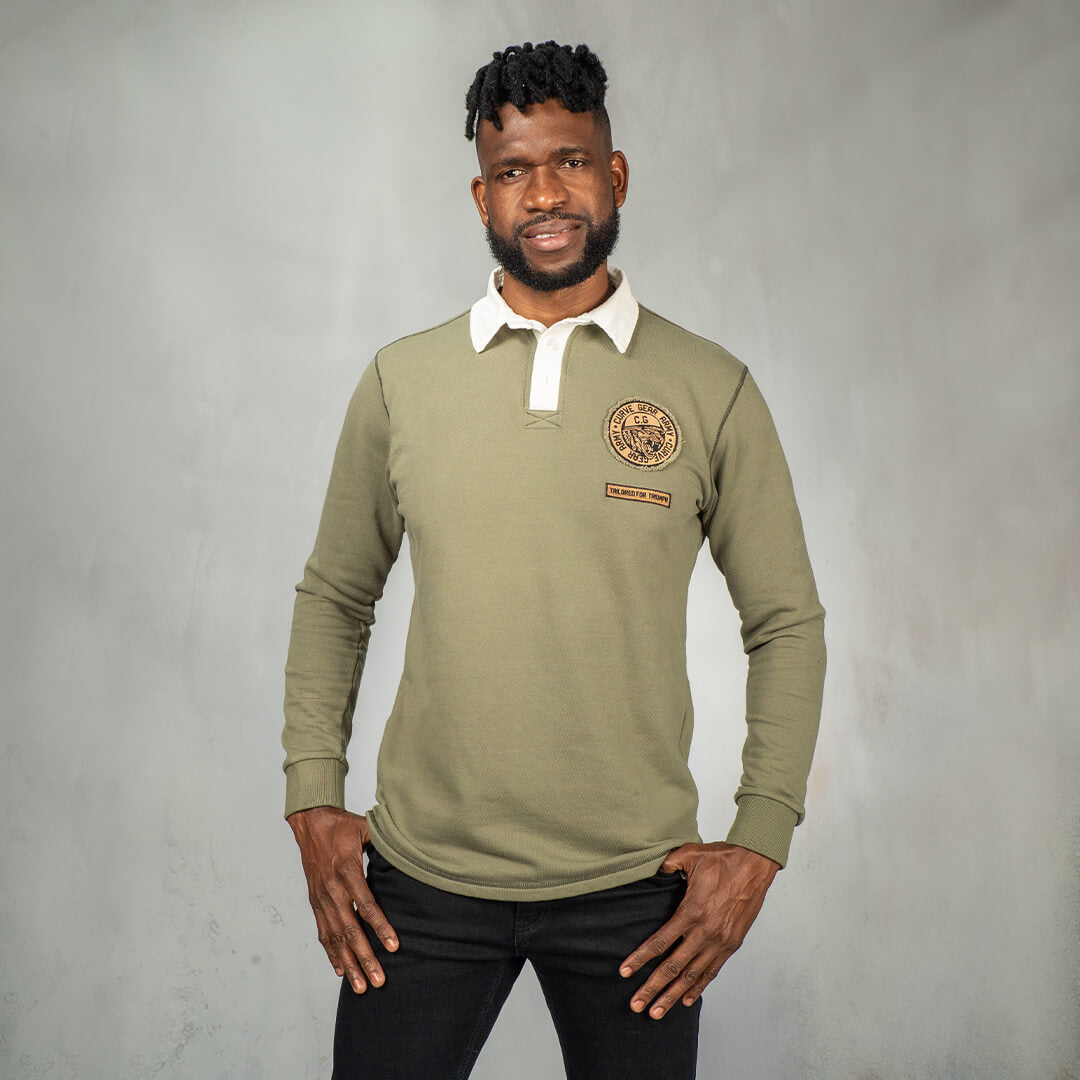 Hero Rugby Polo Shirt Mustard & Navy - Curve Gear